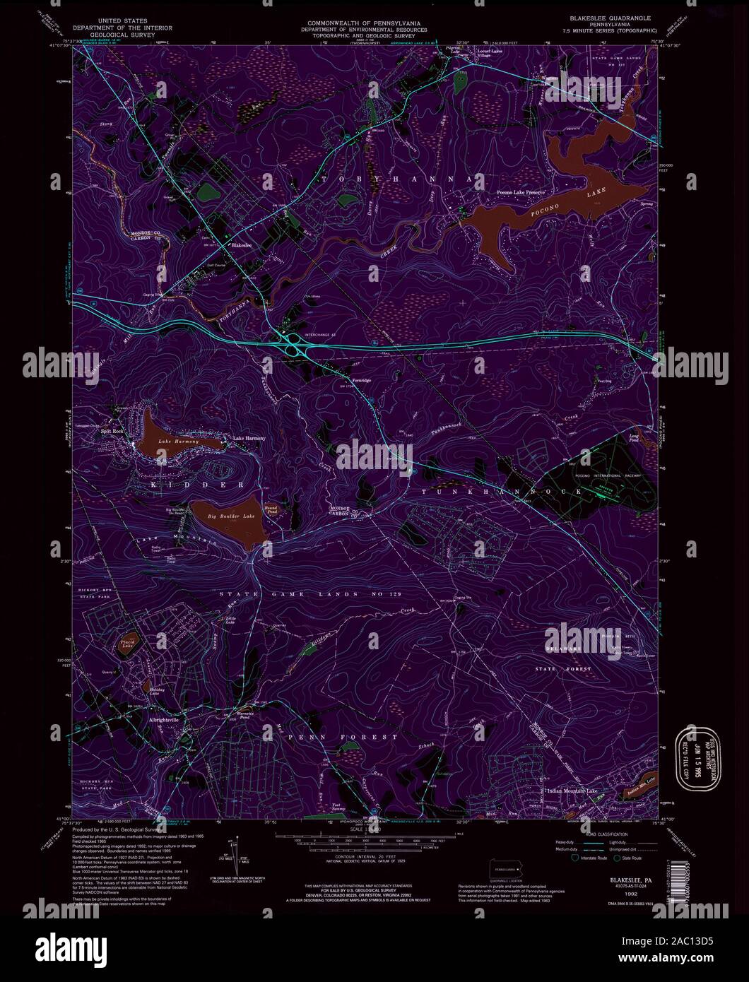 Map of blakeslee pennsylvania hi-res stock photography and images - Alamy