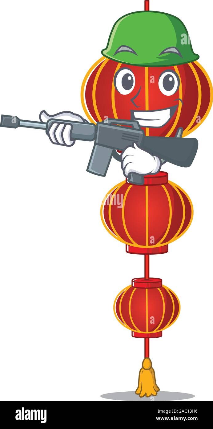 A cartoon style of lampion chinese lantern Army with machine gun Stock ...