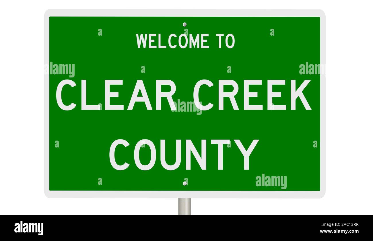 Rendering of a green 3d highway sign for Clear Creek County Stock Photo ...