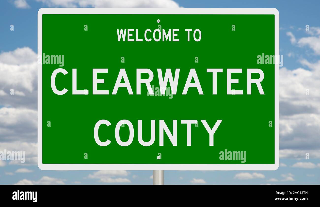 Rendering of a green 3d highway sign for Clearwater County Stock Photo ...