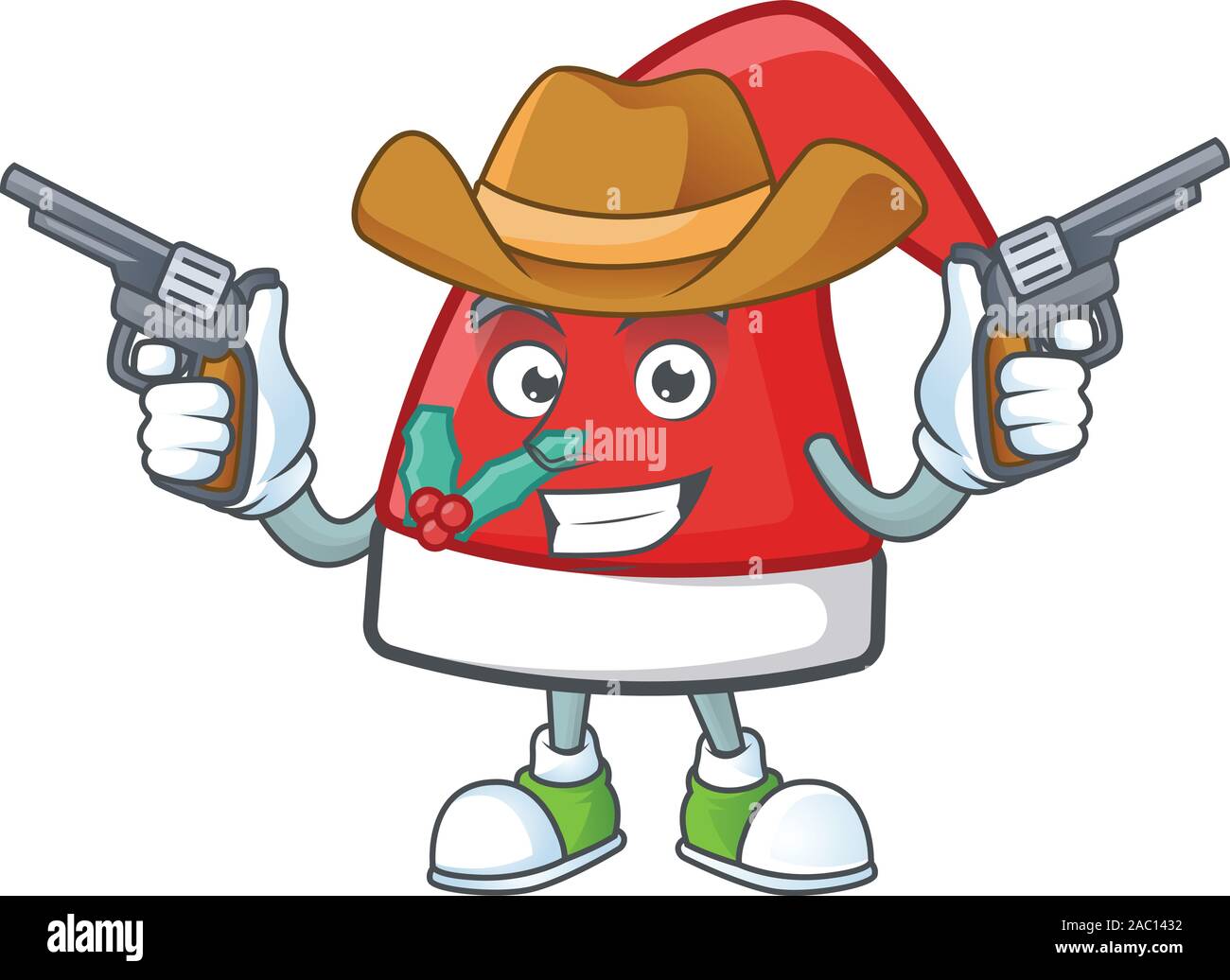 Santa claus hat cartoon character as a Cowboy holding guns Stock Vector ...