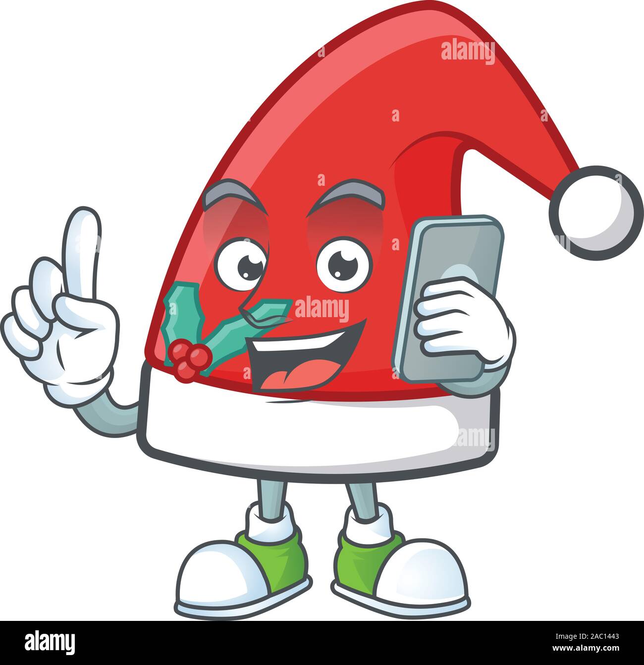 a cartoon style of santa claus hat speaking on the phone Stock Vector ...