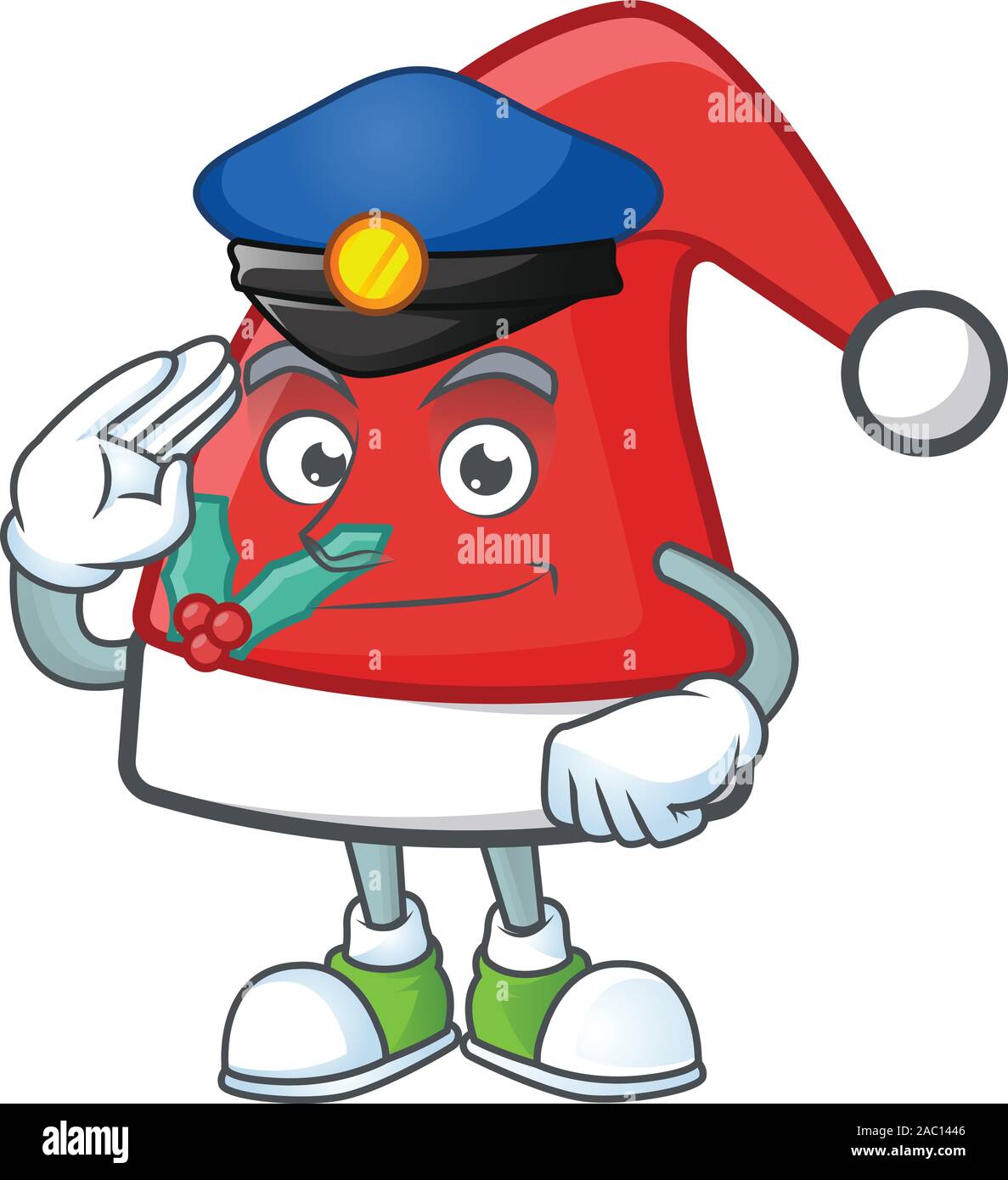 Santa claus hat Cartoon character dressed as a Police officer Stock ...