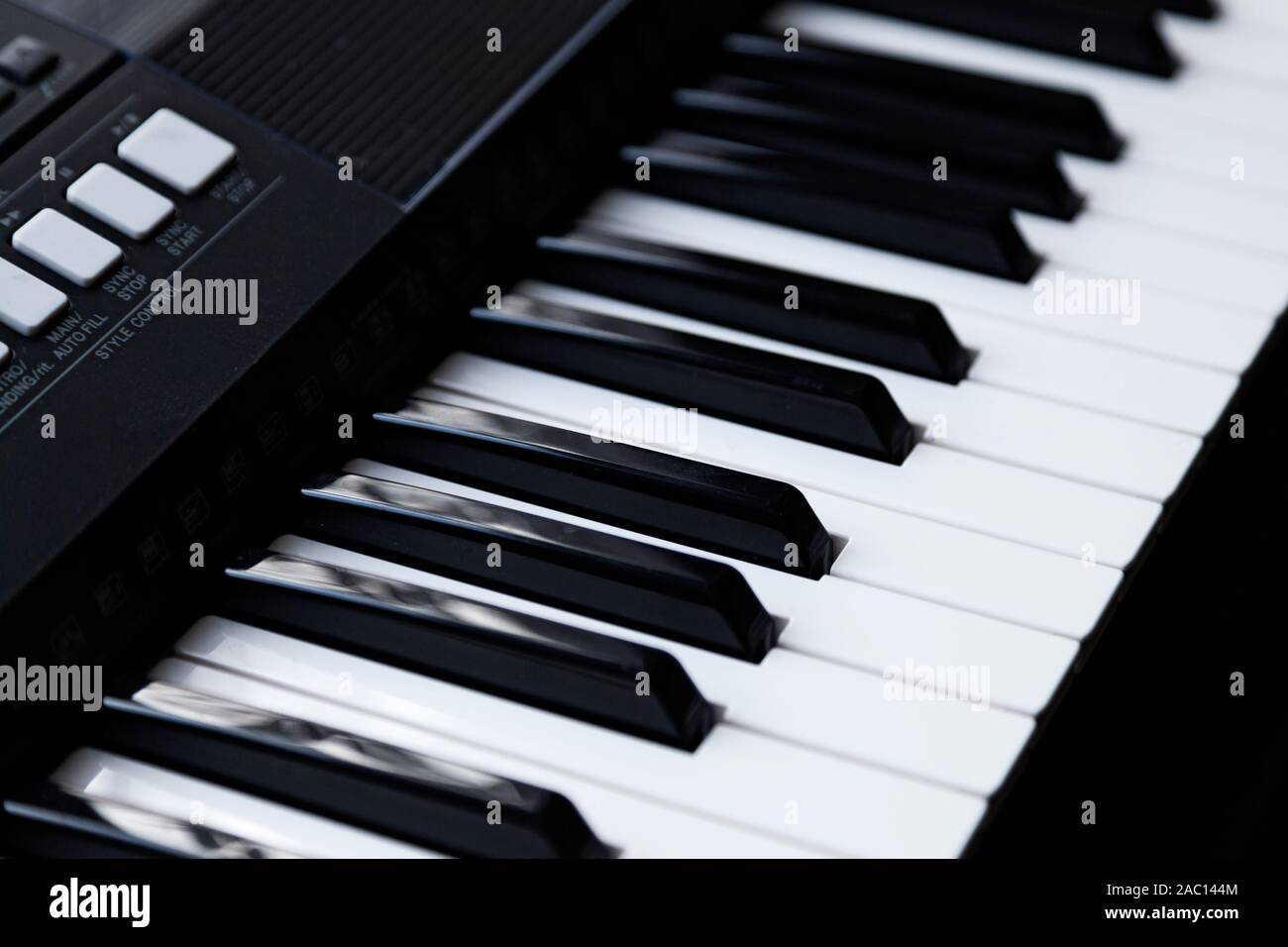 synth with black and white keys and other buttons Stock Photo - Alamy