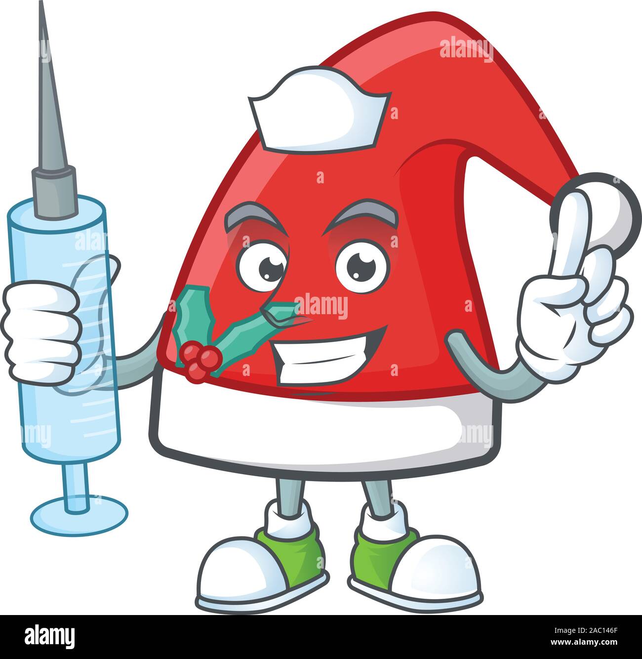 Cute Nurse santa claus hat character cartoon style with syringe Stock ...