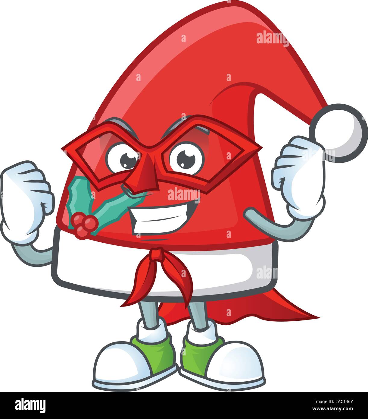 A cartoon of santa claus hat wearing costume of Super hero Stock Vector ...