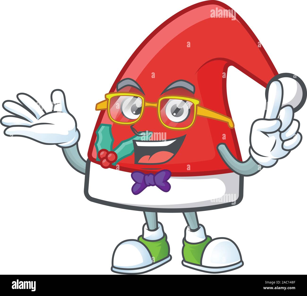Super Funny Geek smart santa claus hat mascot cartoon style Stock ...