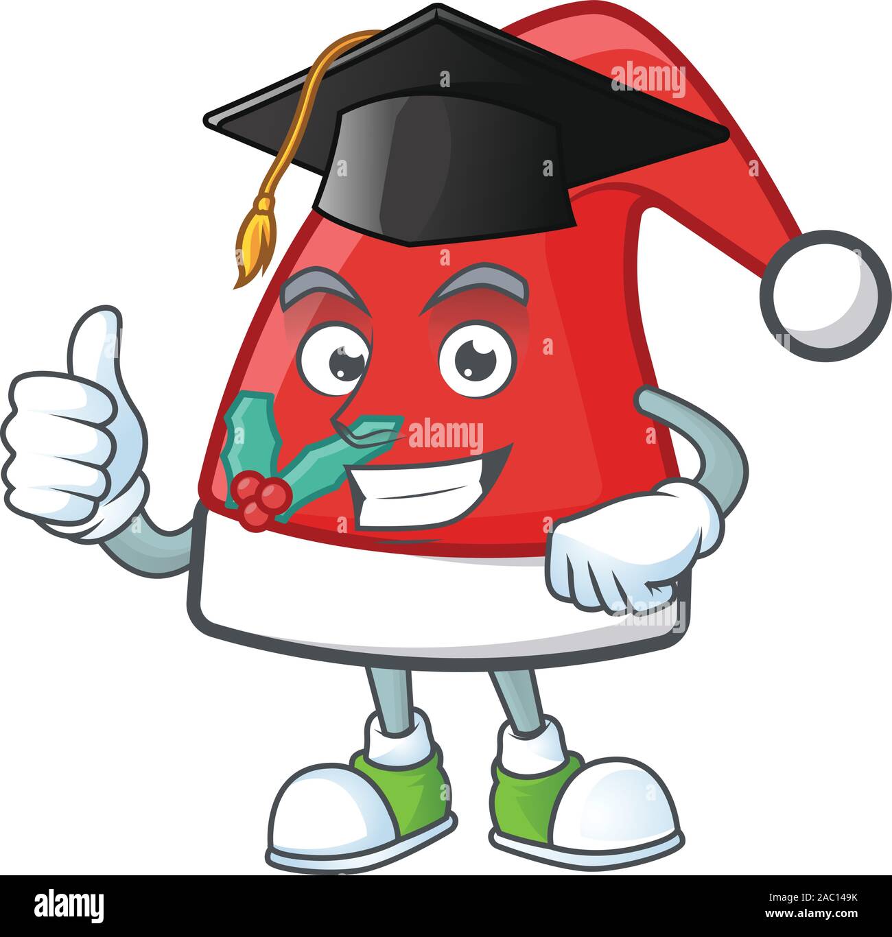 Happy santa claus hat wearing a black Graduation hat Stock Vector Image ...