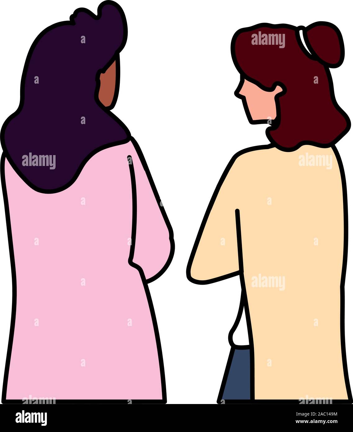women of back position on white background vector illustration design ...