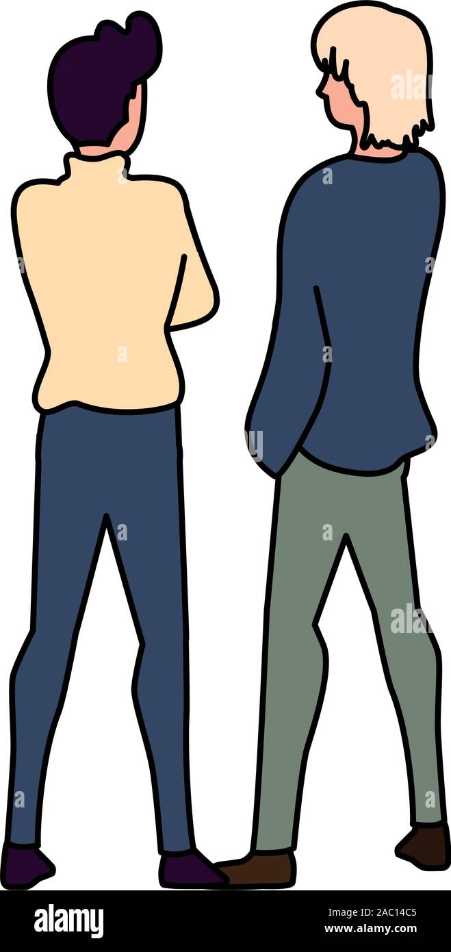 men of back position on white background vector illustration design ...