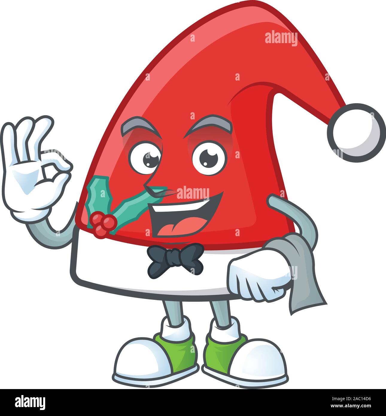 Santa claus hat Character on A stylized Waiter look Stock Vector Image ...