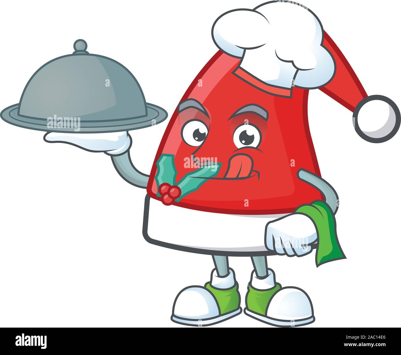 smiling santa claus hat as a Chef with food cartoon style design Stock ...