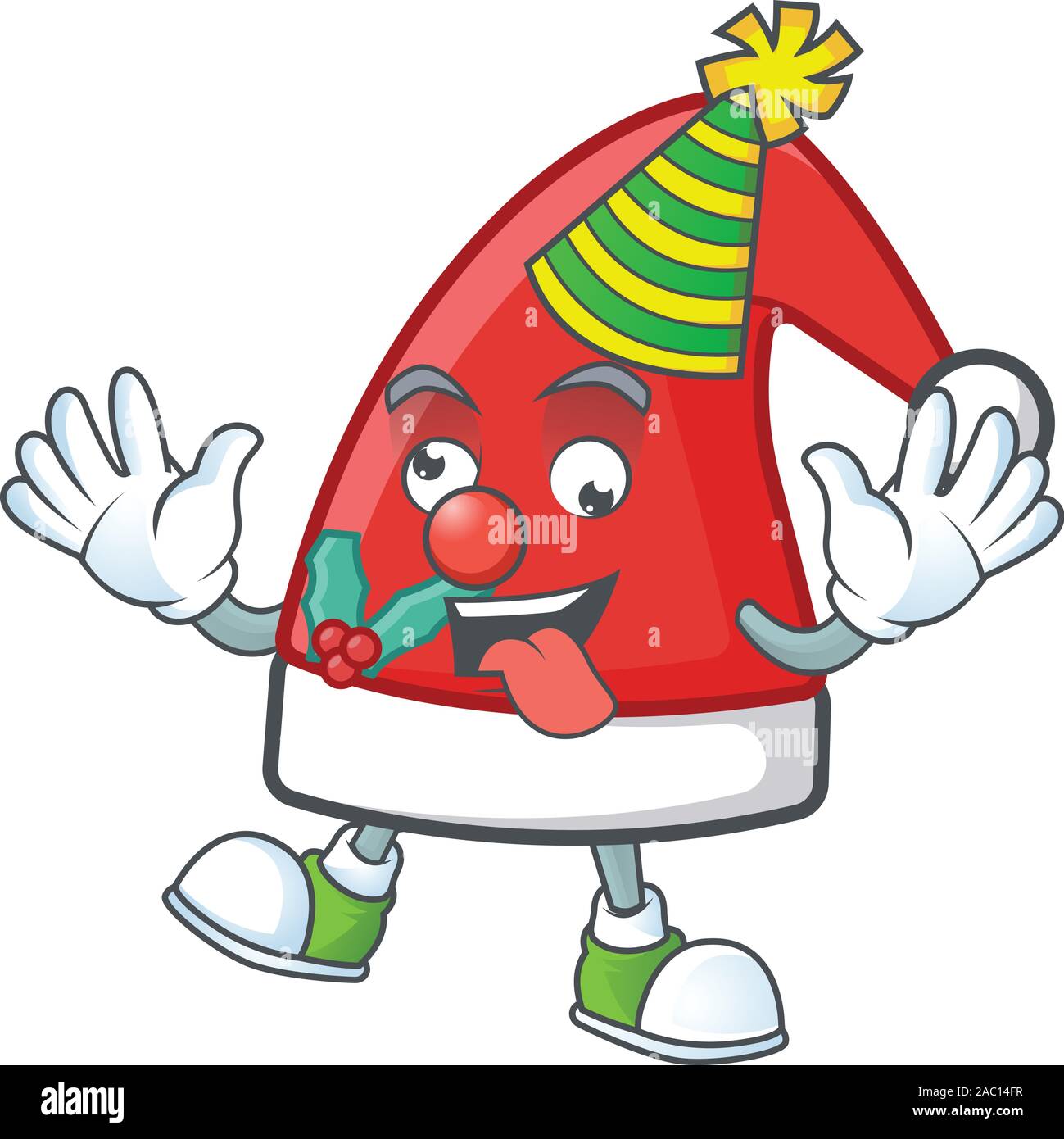 Cute Clown santa claus hat placed on cartoon character style design ...