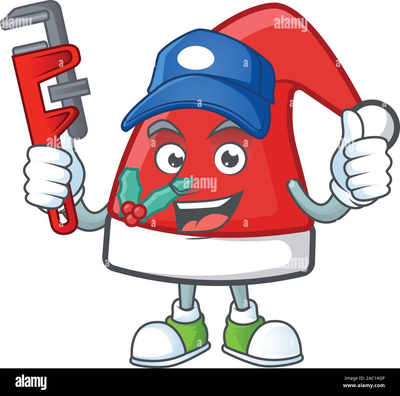 Plumber santa claus hat on cartoon character mascot design Stock Vector ...
