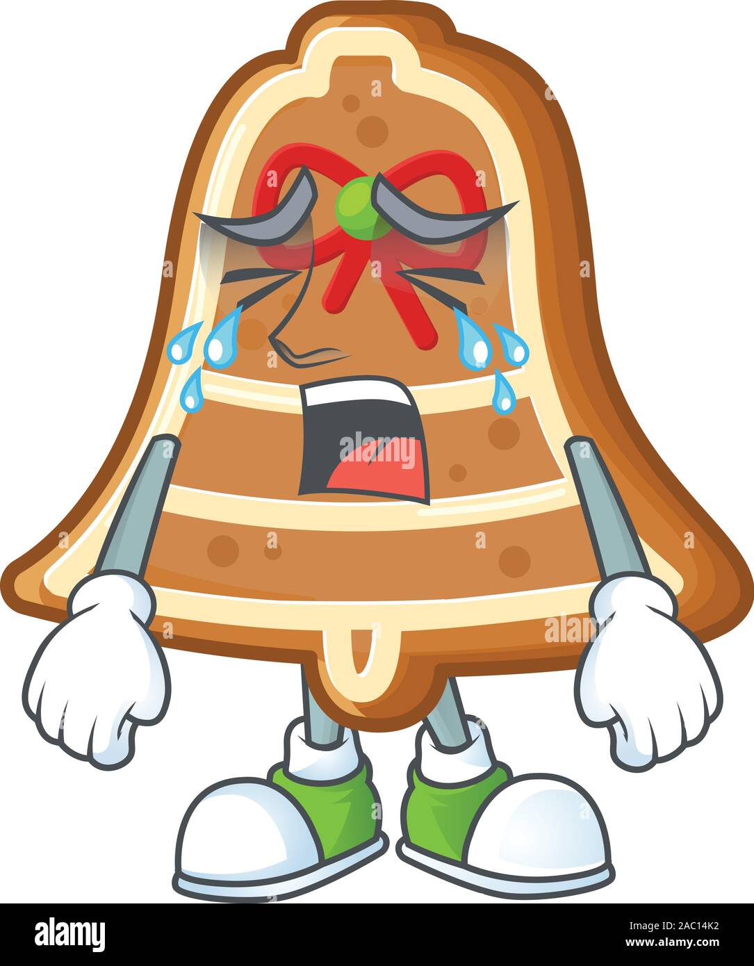 Sad Crying bell cookies cartoon character design style Stock Vector ...