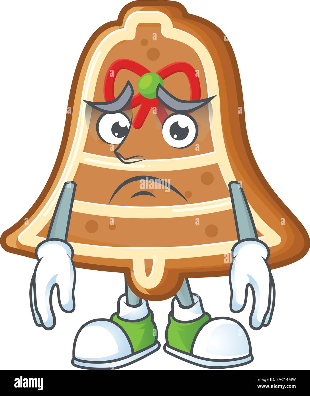 Bell cookies Cartoon character showing afraid look face Stock Vector ...