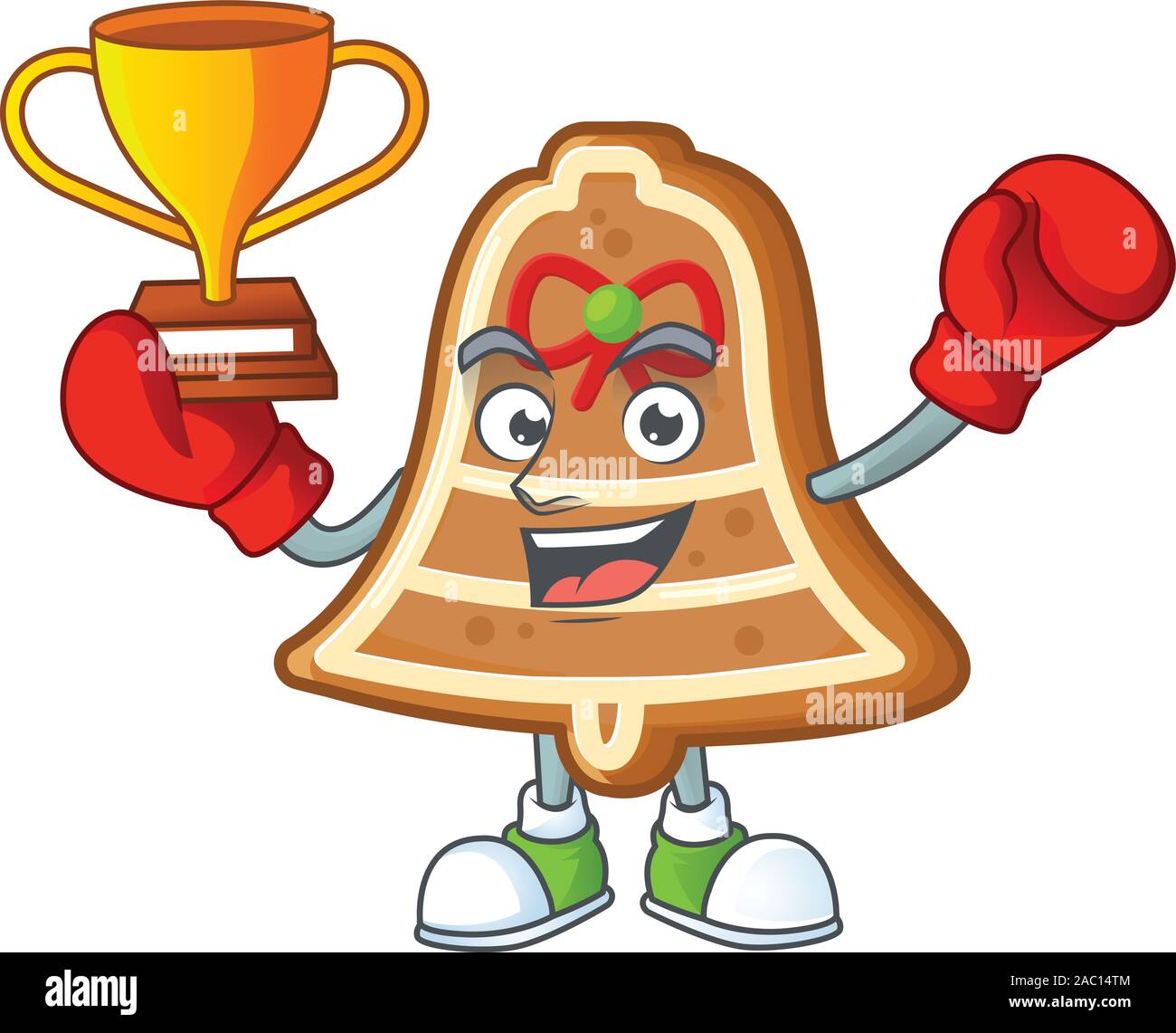 Super cool Boxing winner bell cookies in mascot cartoon style Stock ...