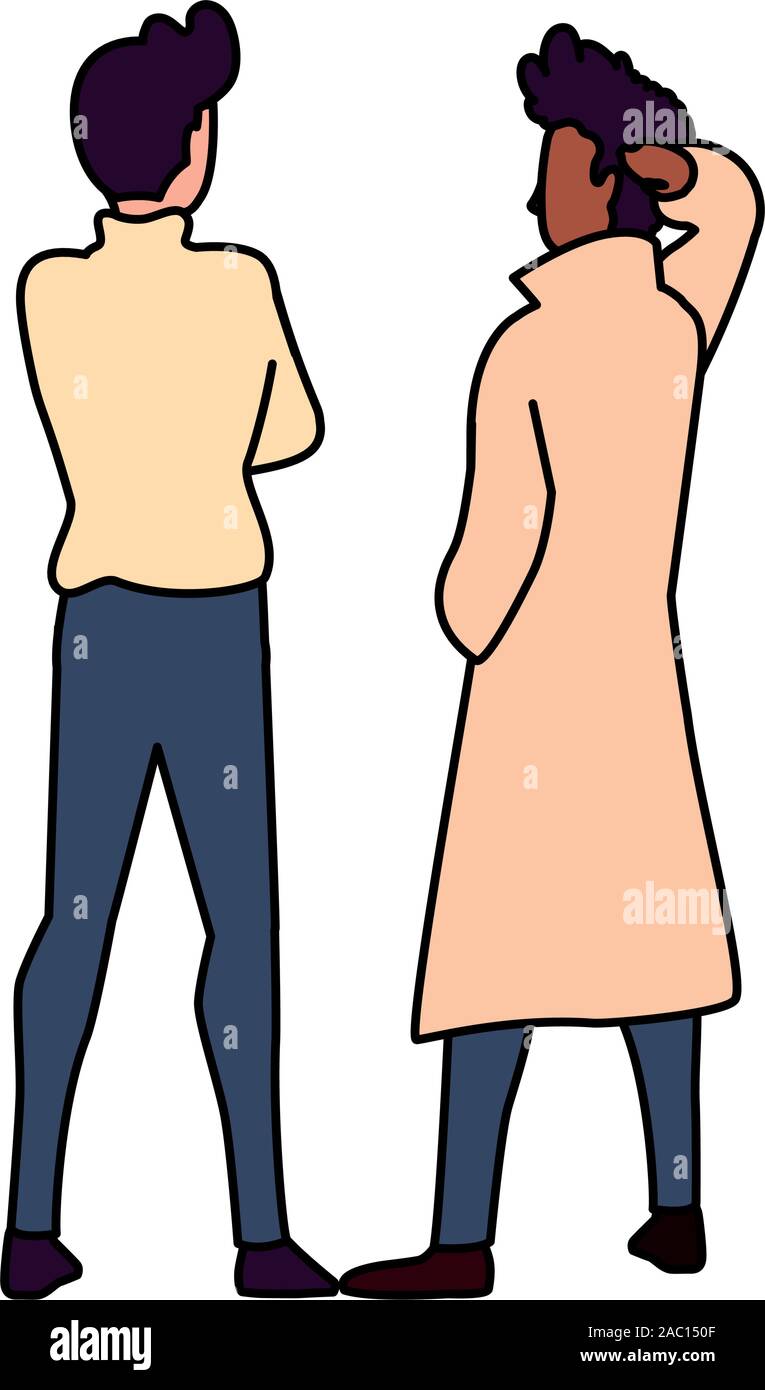 men of back position on white background vector illustration design ...