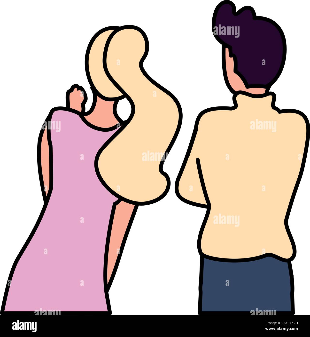 couple of people in back position on white background vector ...