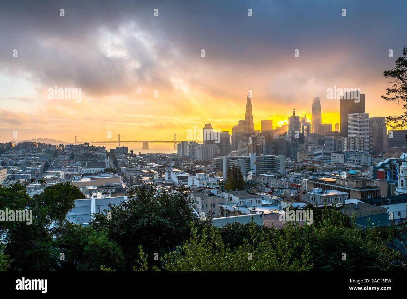 Ina Coolbrith Park at Sunrise Stock Photo - Alamy