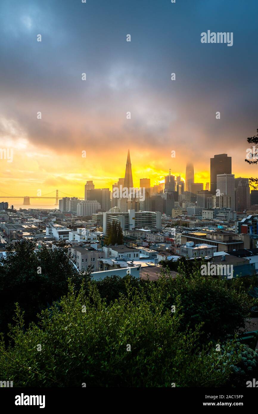 Ina Coolbrith Park at Sunrise Stock Photo - Alamy