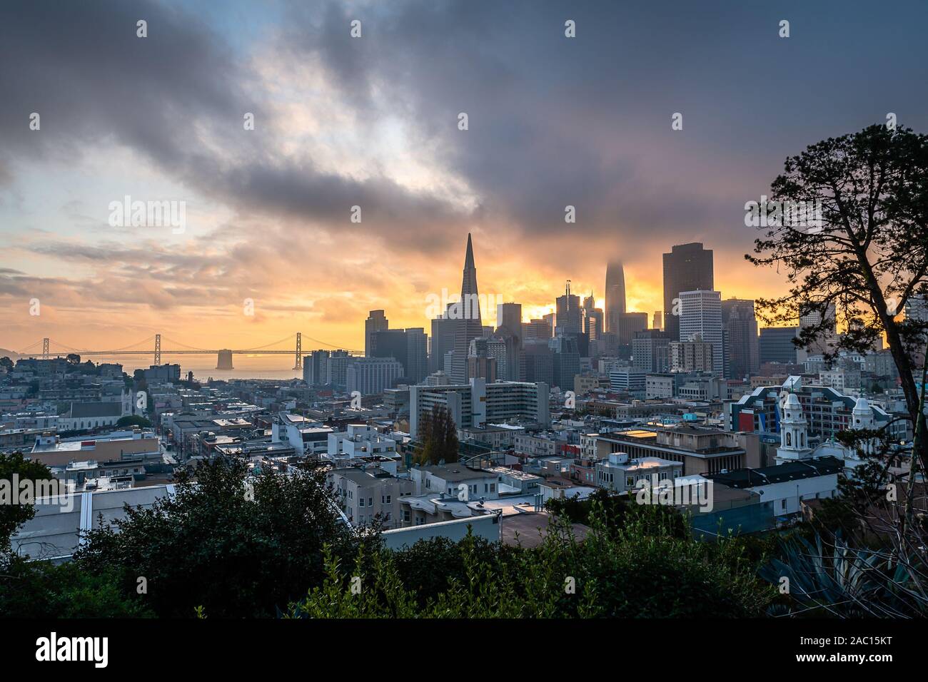 Ina Coolbrith Park at Sunrise Stock Photo - Alamy