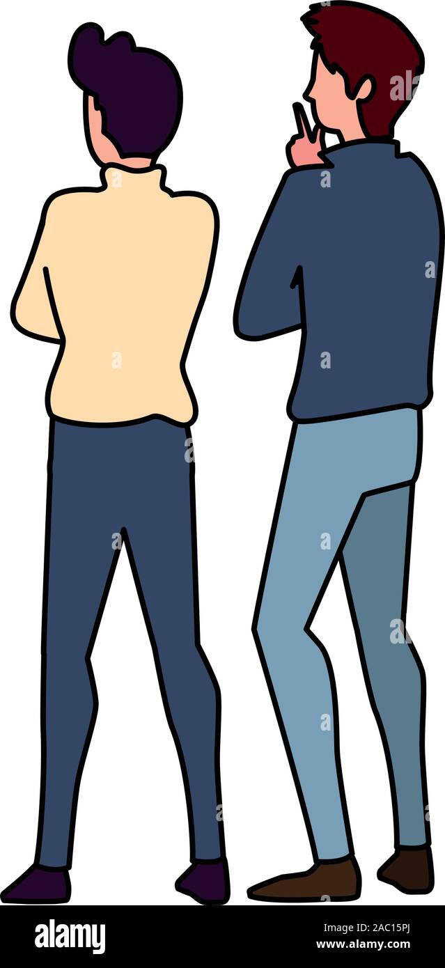men of back position on white background vector illustration design ...