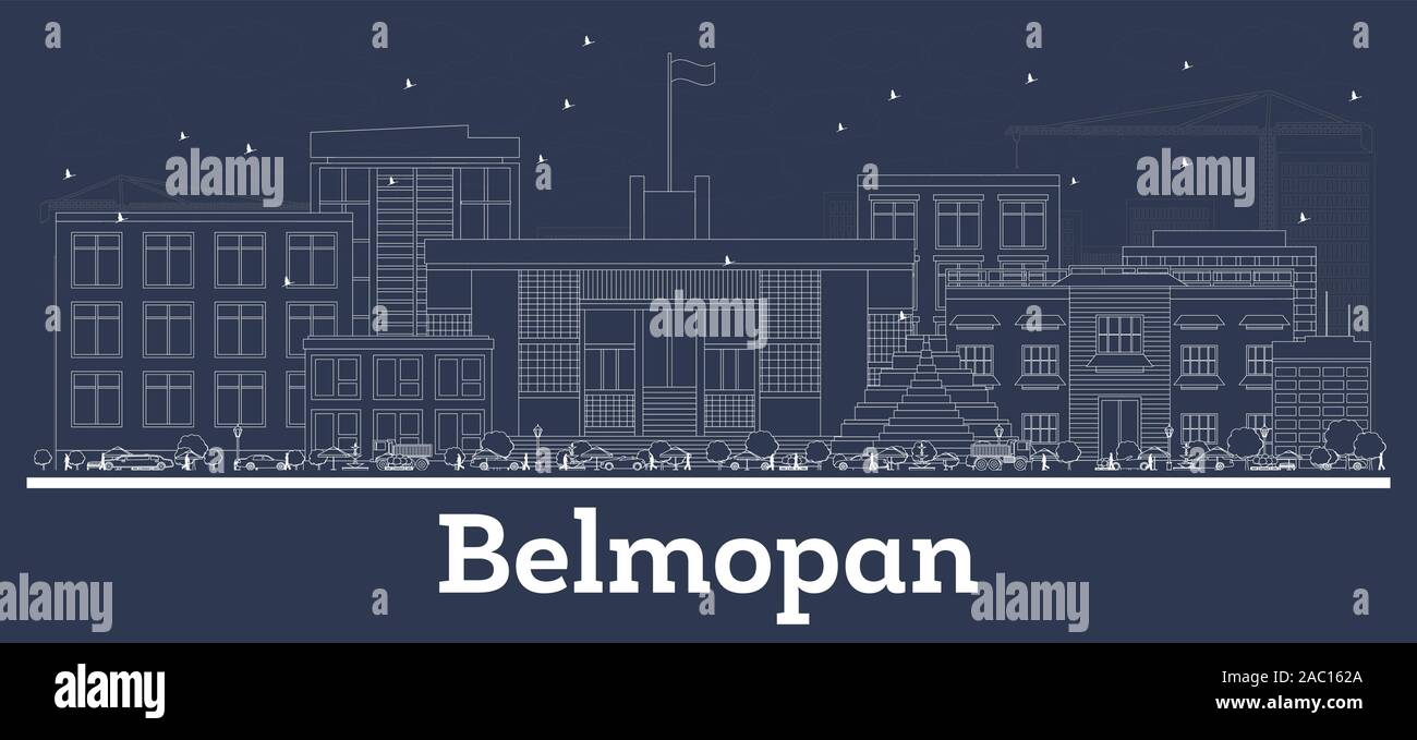 Outline Belmopan Belize City Skyline with White Buildings. Vector ...