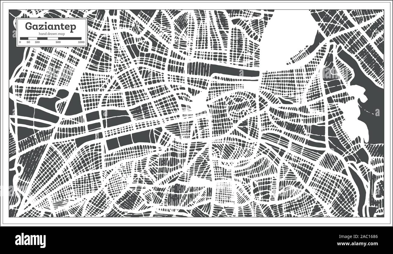 Gaziantep Turkey City Map in Retro Style. Outline Map. Vector ...