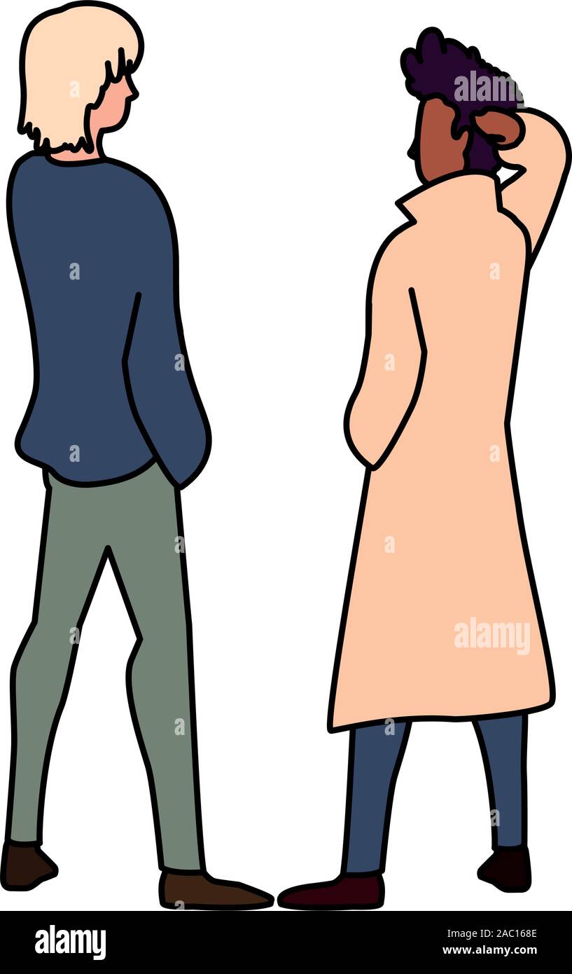 men of back position on white background vector illustration design ...