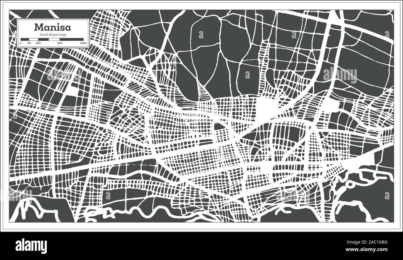 Manisa Turkey City Map in Retro Style. Outline Map. Vector Illustration ...