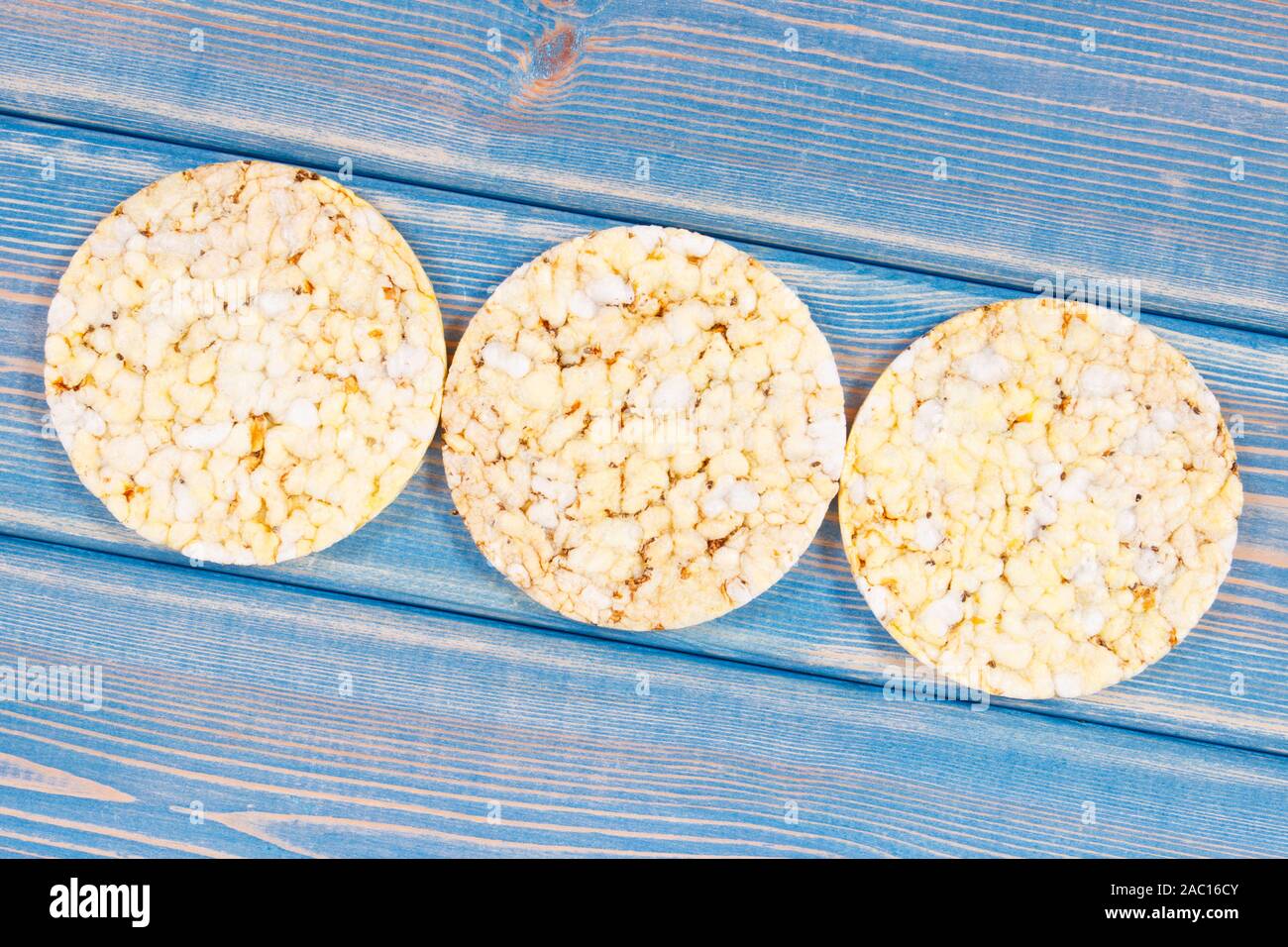 Rice or corn diet bread for breakfast, concept of healthy nutrition ...