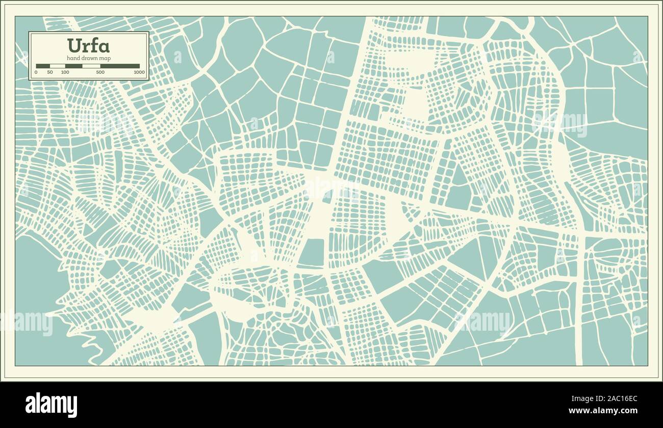 Urfa Turkey City Map in Retro Style. Outline Map. Vector Illustration ...
