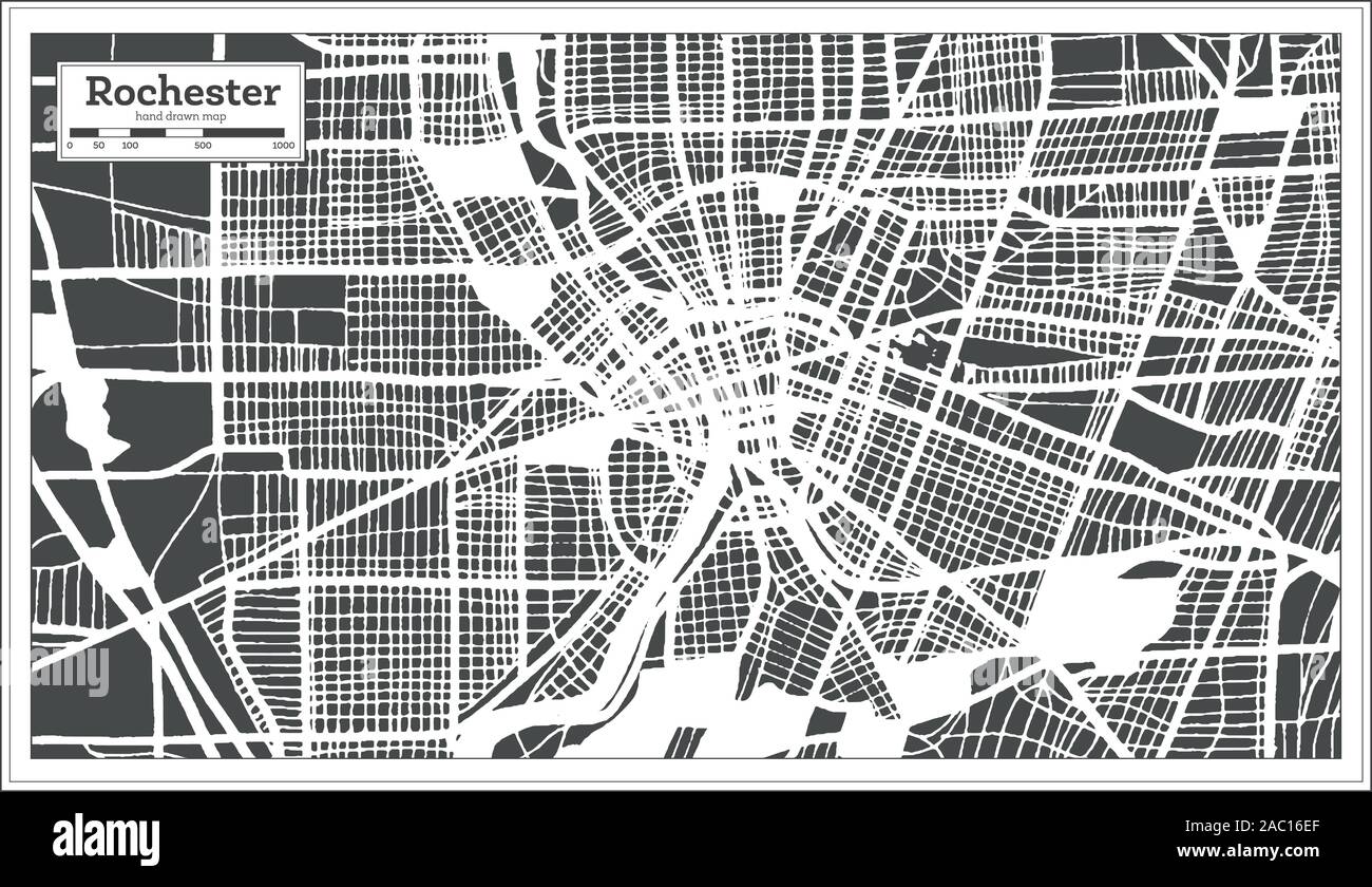 Rochester USA City Map in Retro Style. Outline Map. Vector Illustration ...