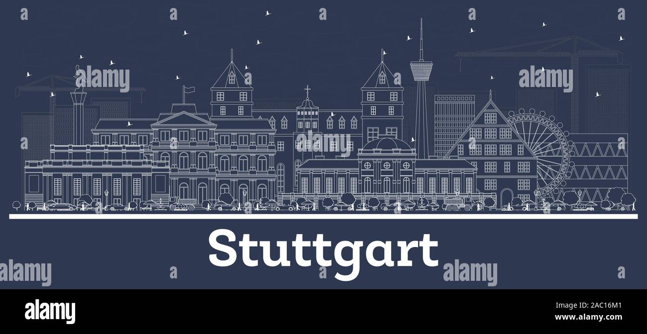 Outline Stuttgart Germany City Skyline with White Buildings. Vector Illustration. Business ...