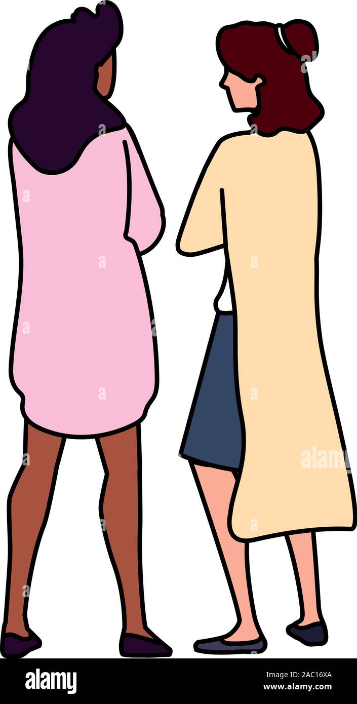 women of back position on white background vector illustration design ...
