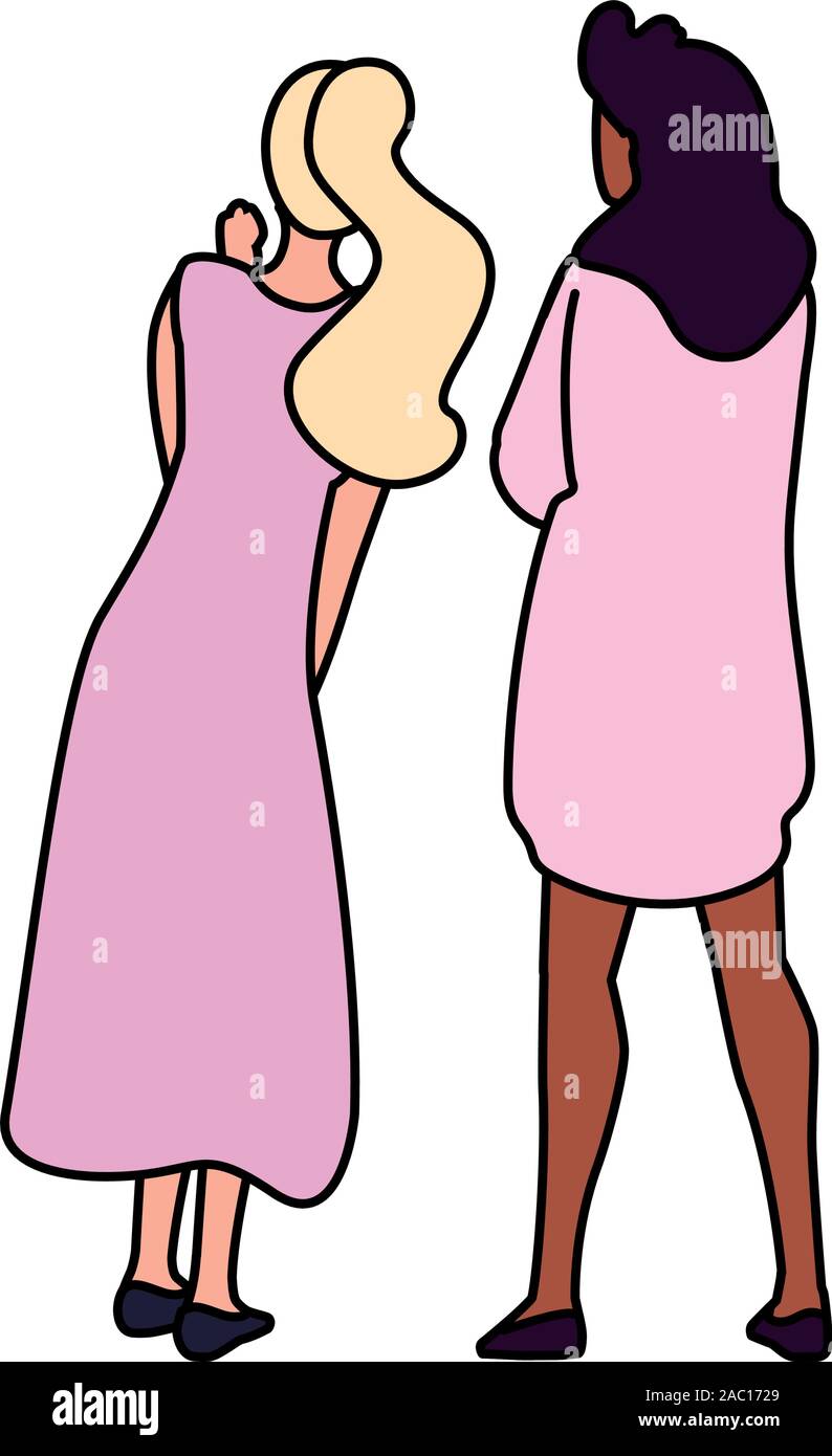 women of back position on white background vector illustration design ...