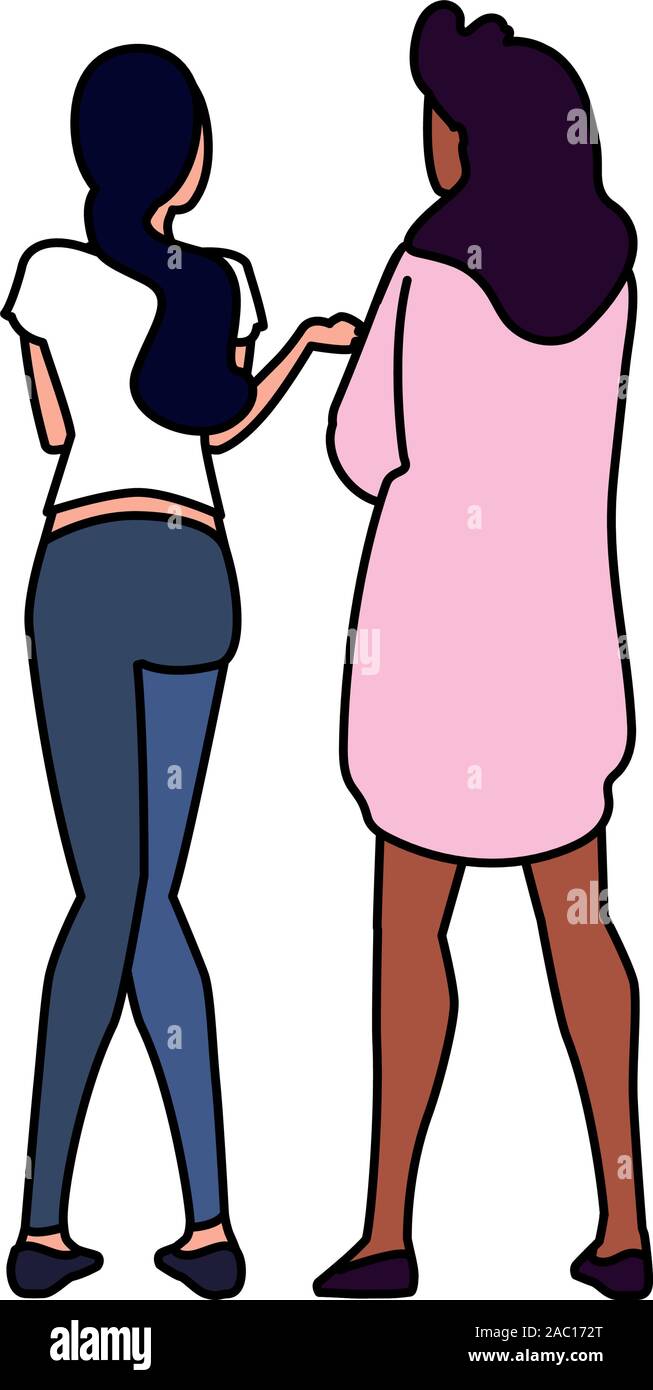 women of back position on white background vector illustration design ...