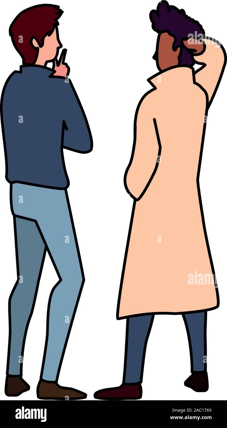men of back position on white background vector illustration design ...
