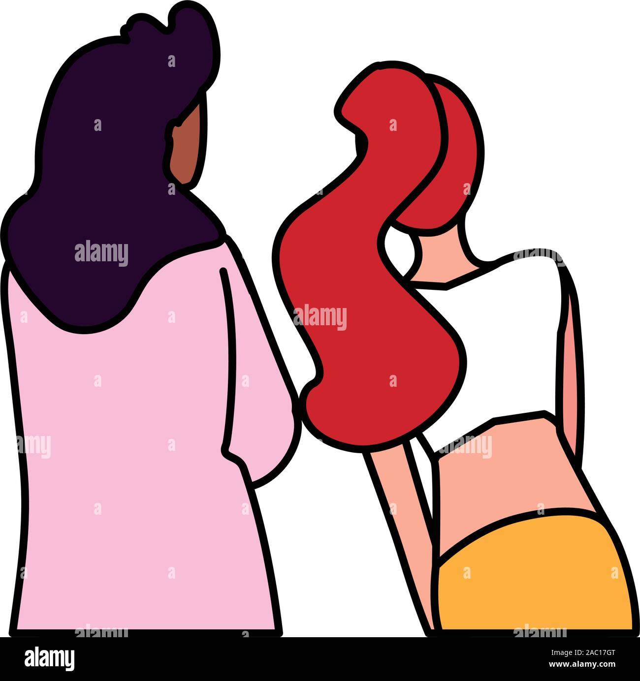 women of back position on white background vector illustration design ...