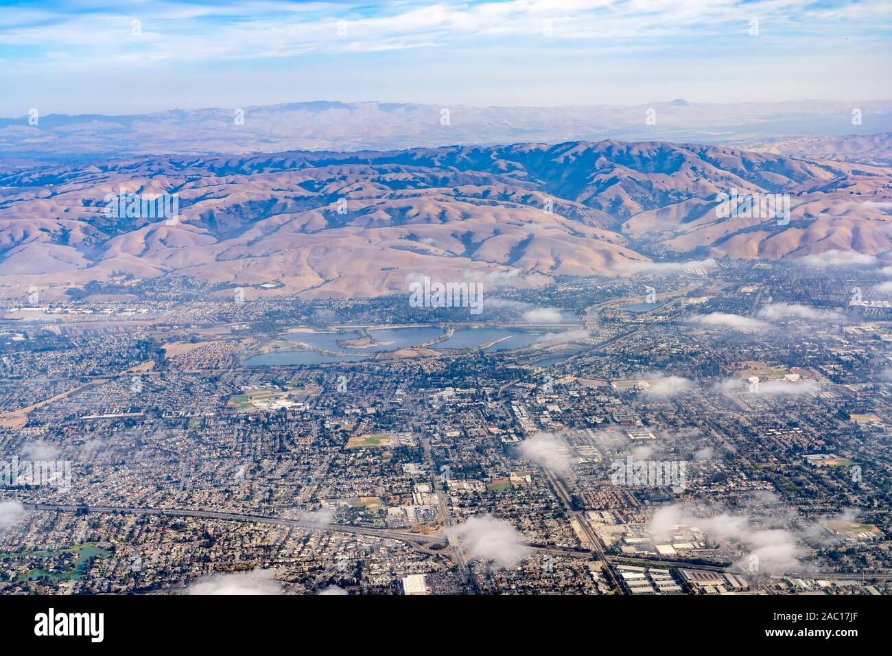 Aerial view of the Quarry Lakes Regional Recreation Area at California ...