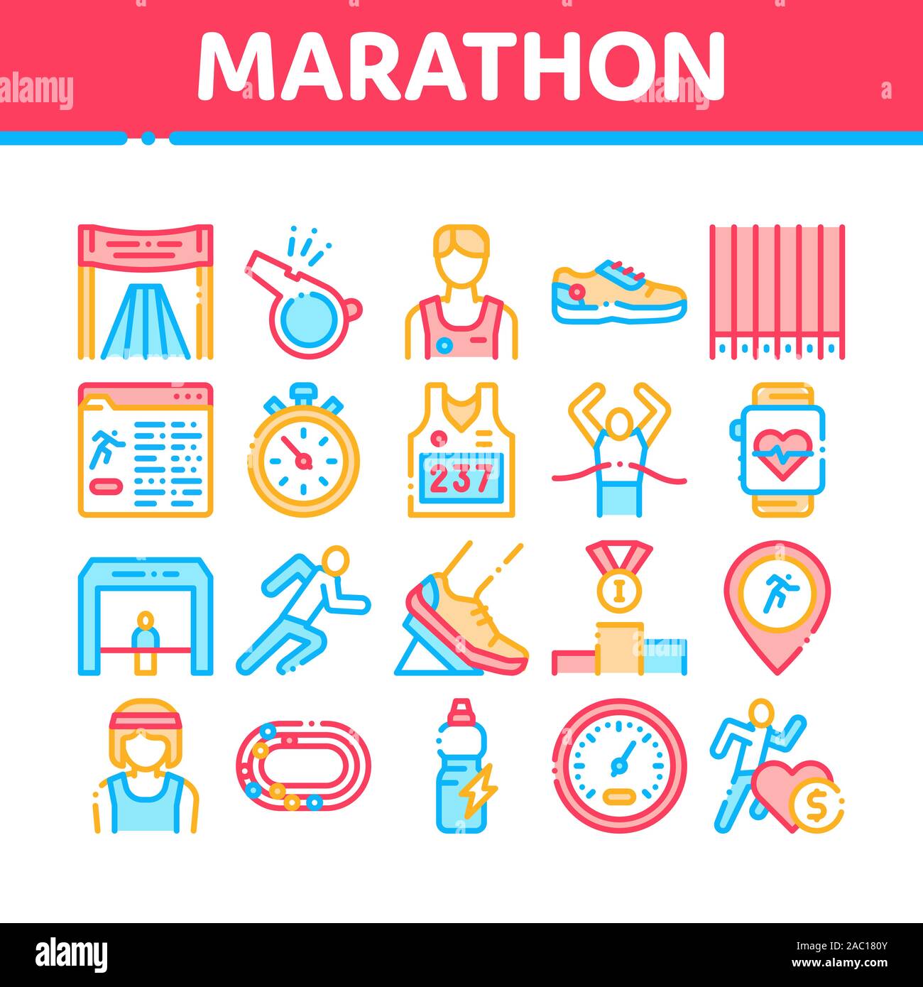Marathon Collection Elements Icons Set Vector Stock Vector Image & Art ...