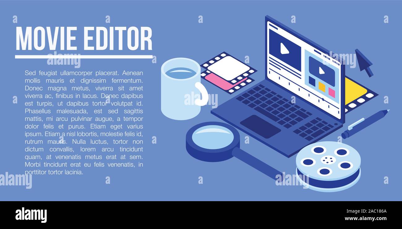 Movie editor concept banner, isometric style Stock Vector Image & Art ...