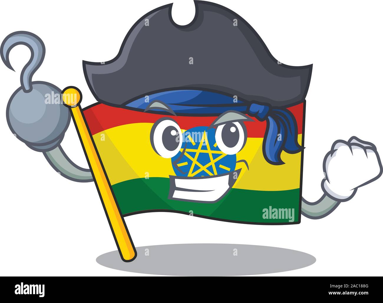 one hand Pirate flag ethiopia mascot cartoon style Stock Vector Image ...