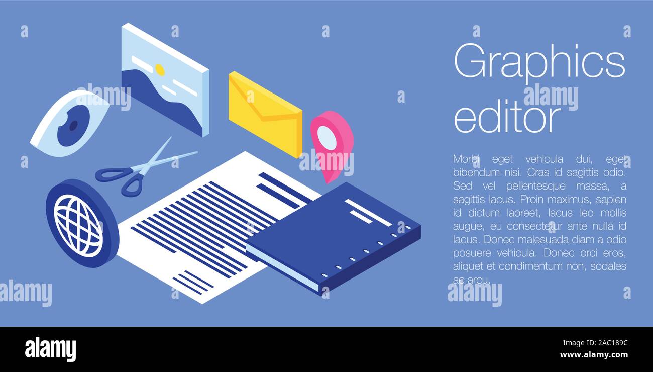 Graphics editor concept banner, isometric style Stock Vector Image ...