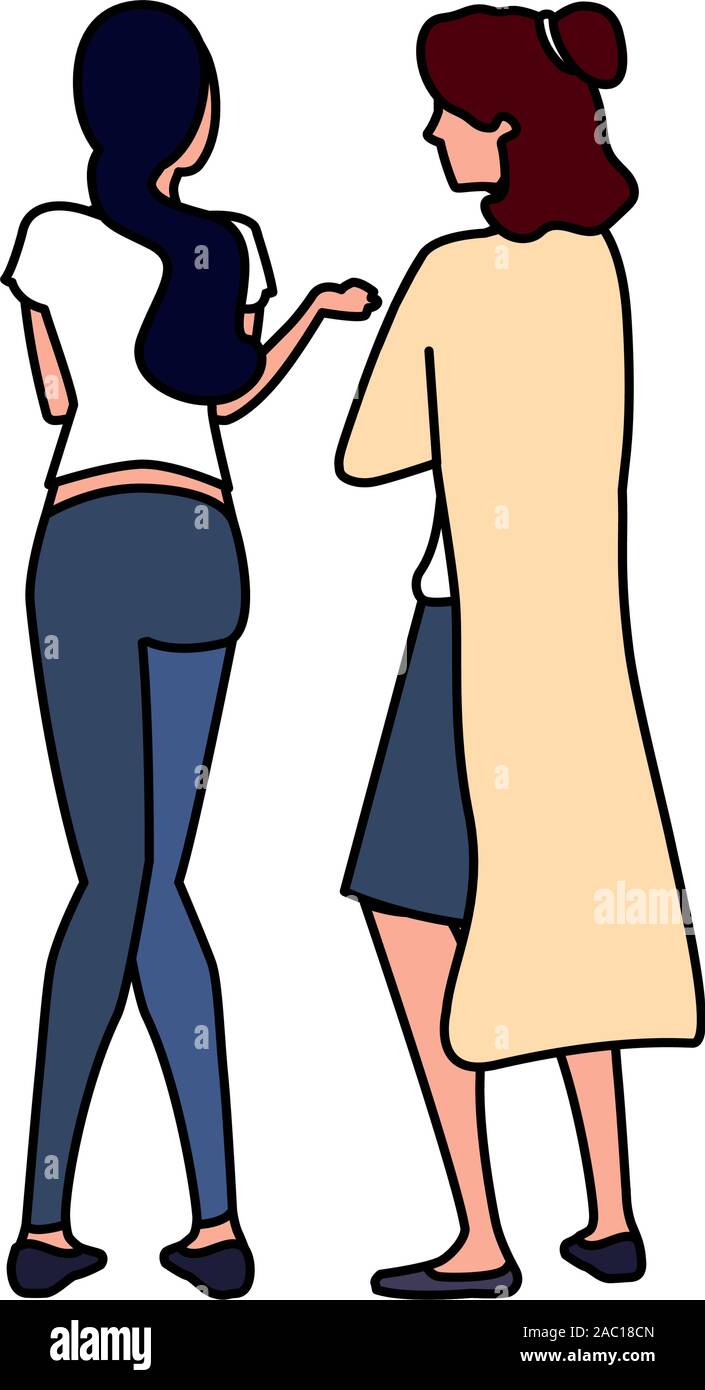 women of back position on white background vector illustration design ...