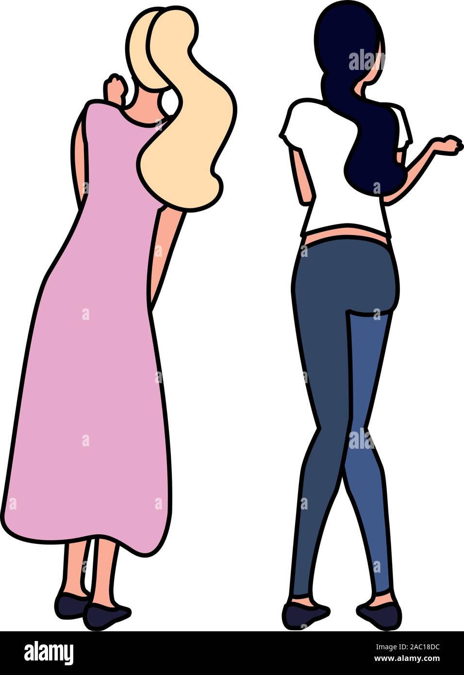 women of back position on white background vector illustration design ...