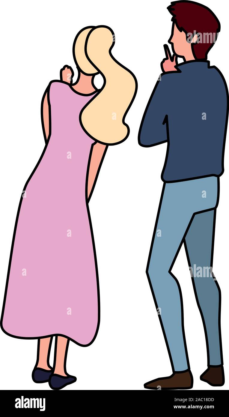 couple of people in back position on white background vector ...