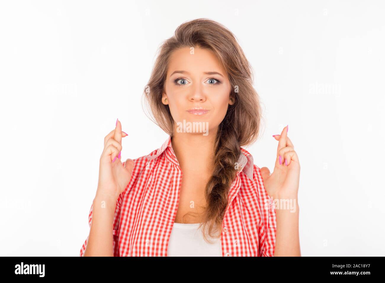 Portrait of cute woman waiting for special moment Stock Photo - Alamy