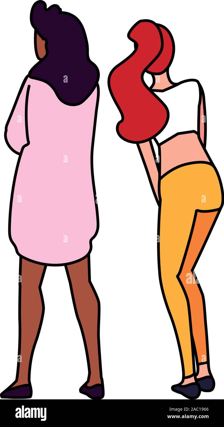 women of back position on white background vector illustration design ...